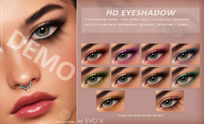 Second Life Marketplace - DEMO [SYN] Synergy BOM Eyeshadow Exeter EVO X